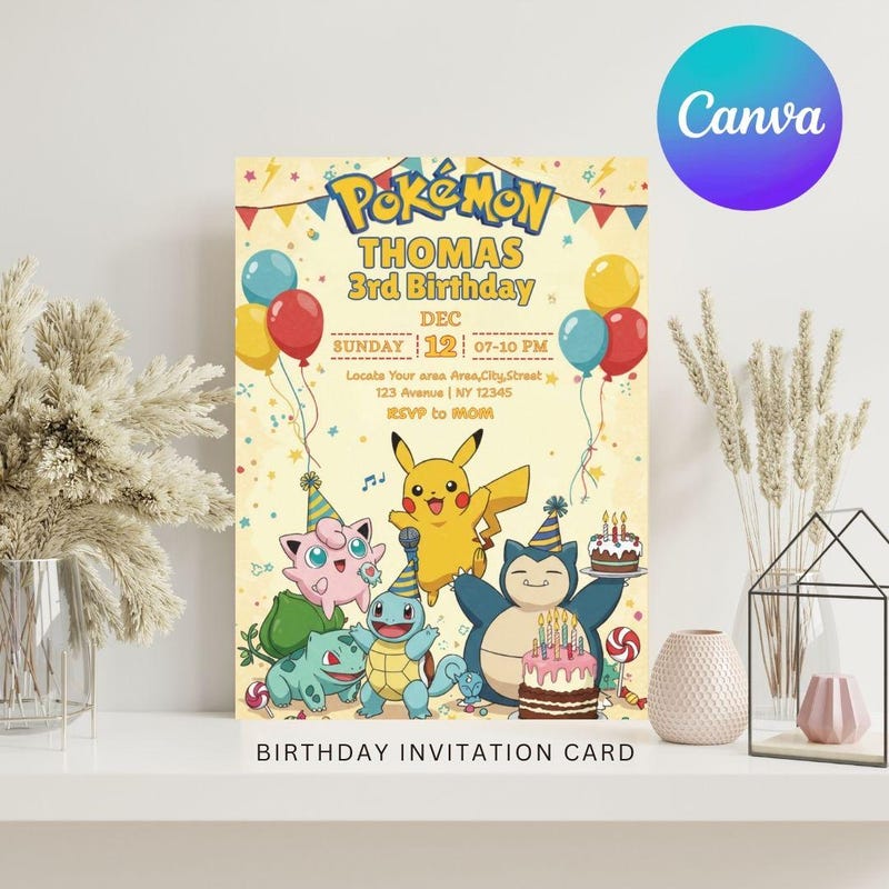 Pokemons Invitations - Etsy