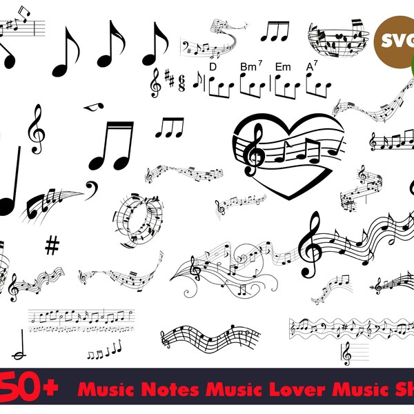 Music Notes Svg - Etsy