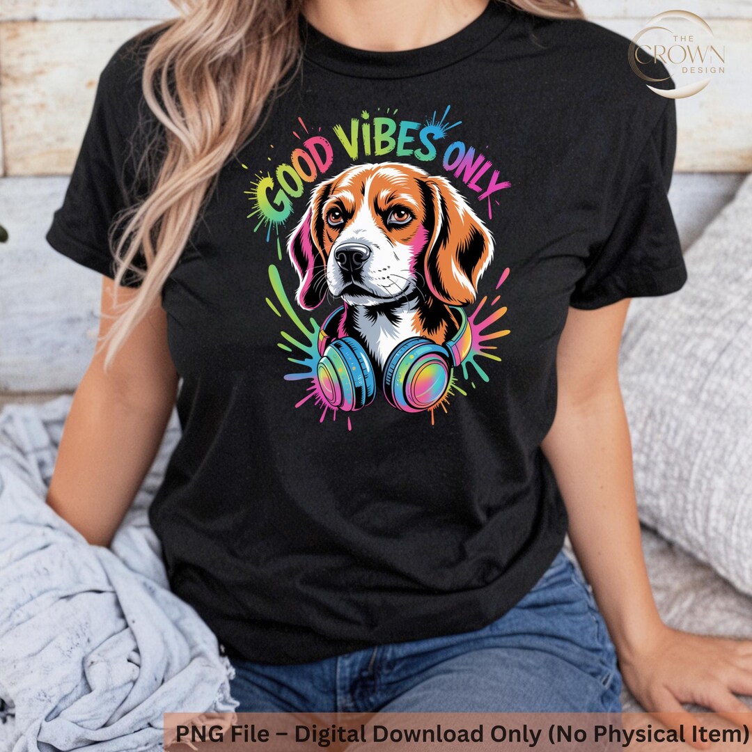 Retro Beagle PNG: Good Vibes Dog Clipart (digital Download - Etsy
