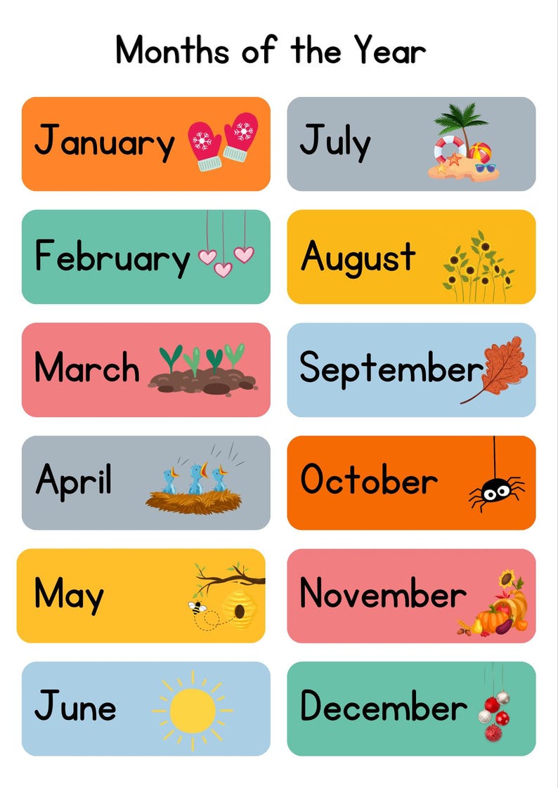Pastel Rainbow Months of the Year Posters: Classroom Homeschool Decor ...