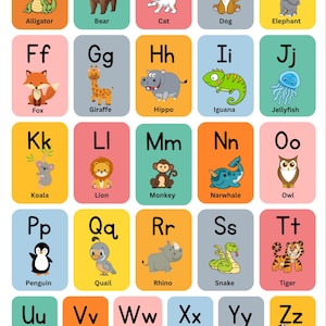 Pastel Rainbow Alphabet Posters A–Z | ABC Animal Flashcards | Classroom ...