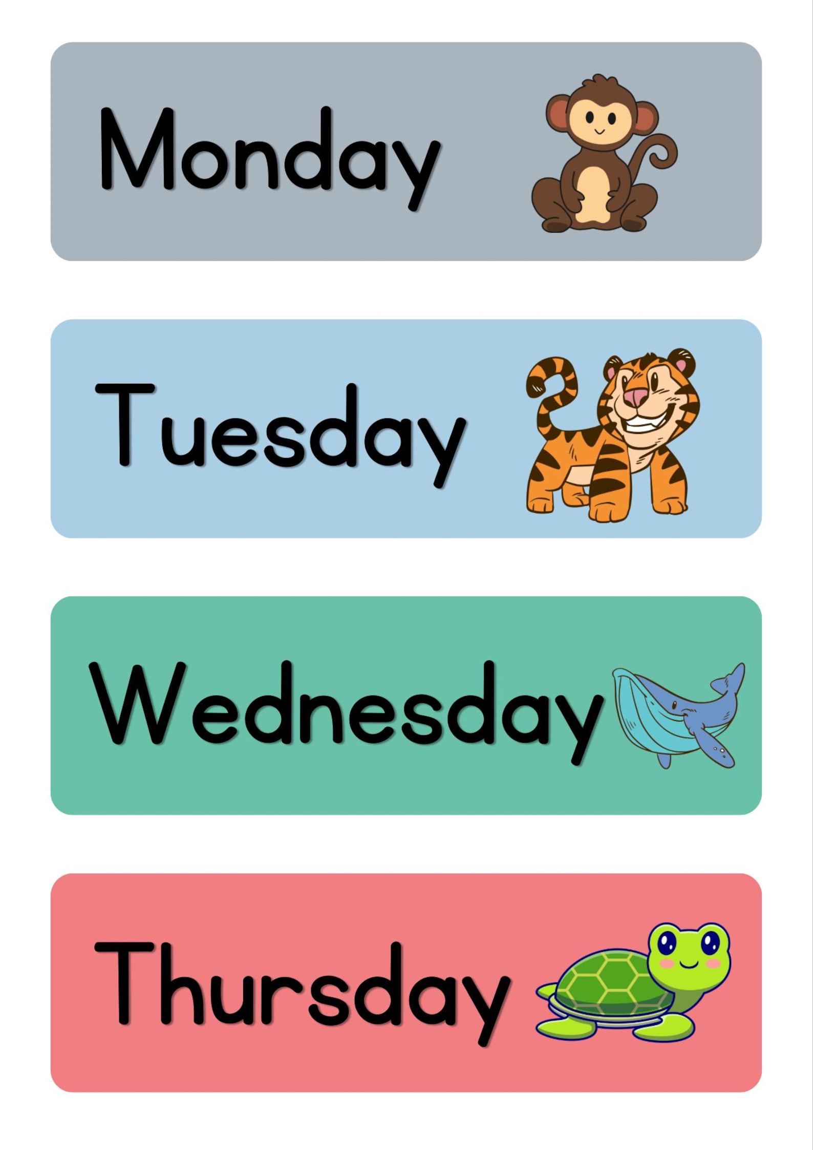 Days of the Week Animal Posters – Printable Classroom Decor (PDF) - Etsy