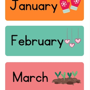 Pastel Rainbow Months of the Year Posters: Classroom Homeschool Decor ...