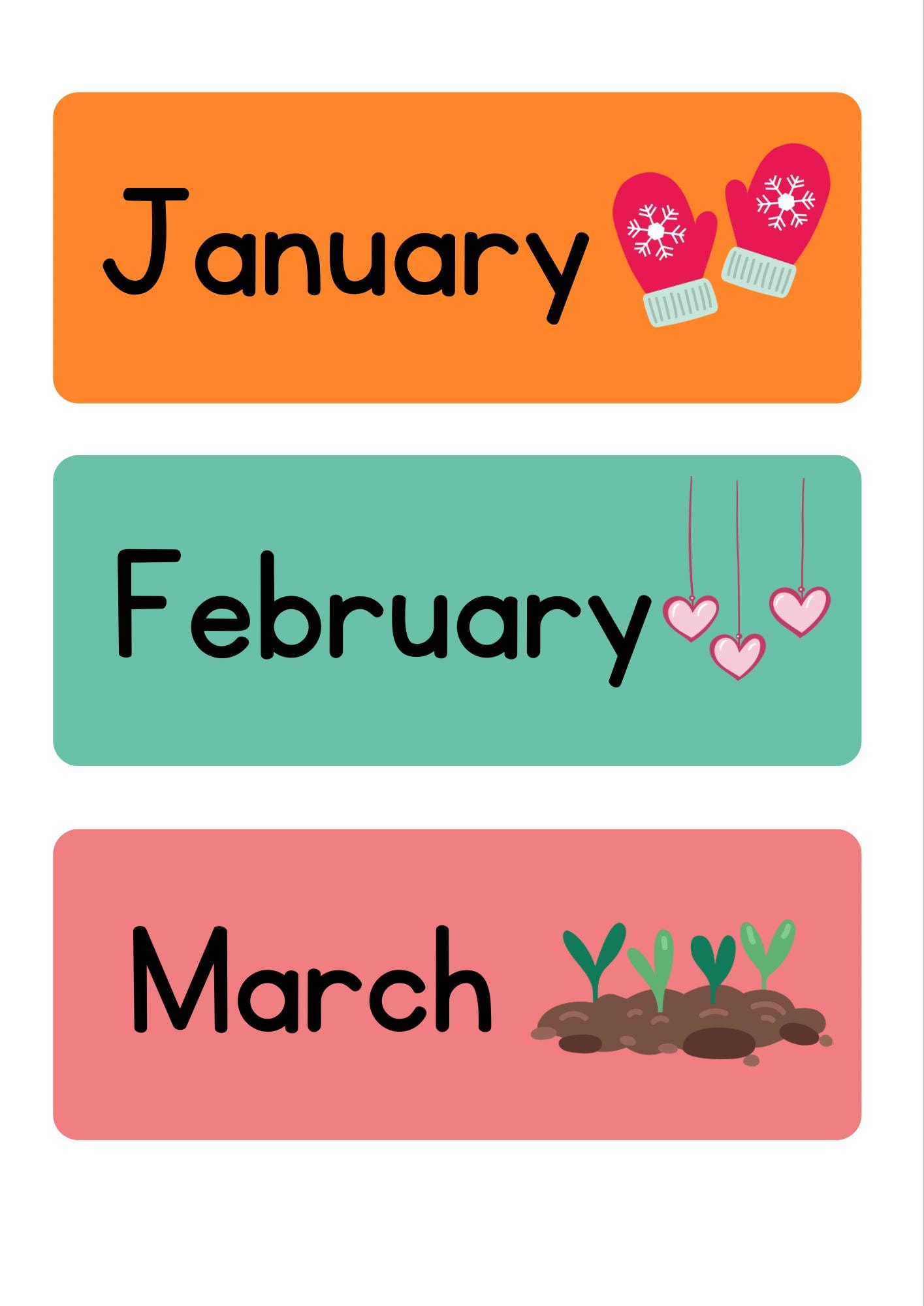 Pastel Rainbow Months of the Year Posters: Classroom Homeschool Decor ...