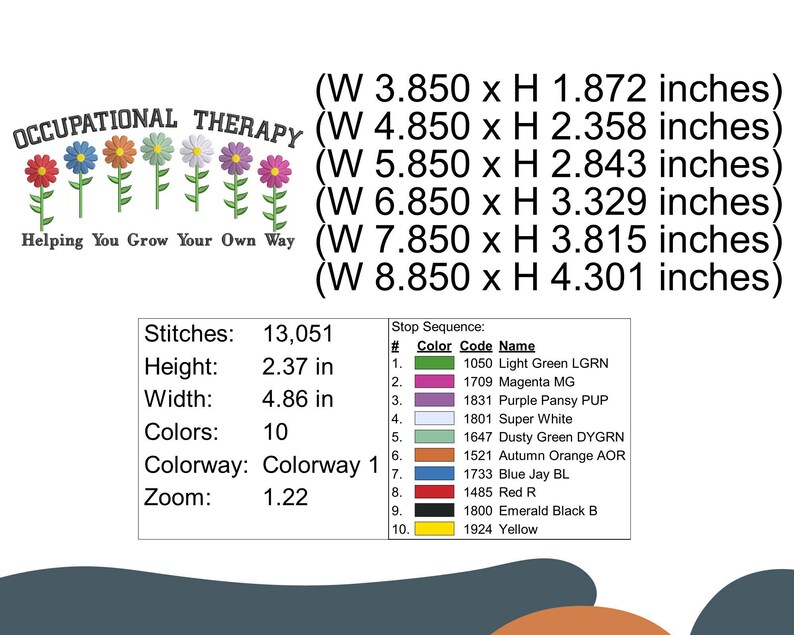 Embroidered Occupational Therapy Designs, OT Machine Embroidery Files ...