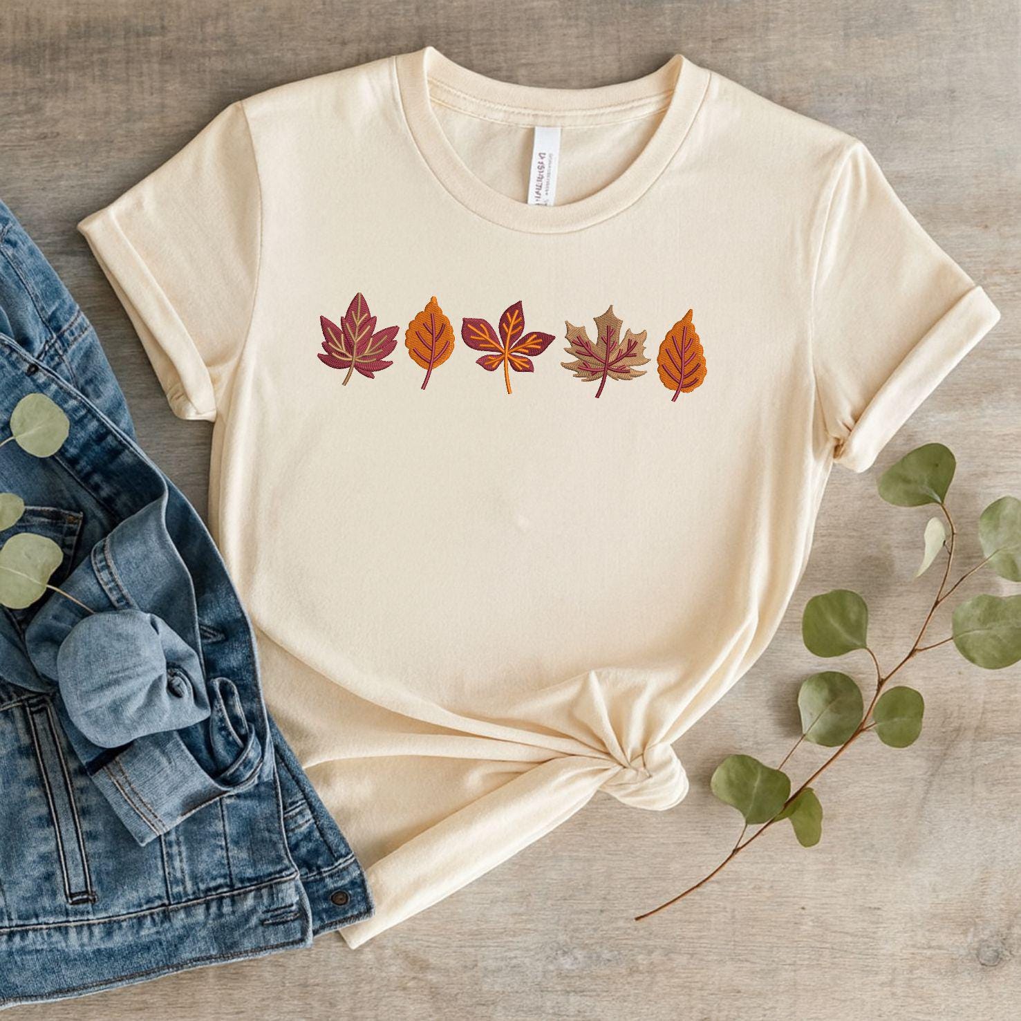 Fall Leaves Embroidery Design, Preppy Autumn Pattern, Halloween Machine ...