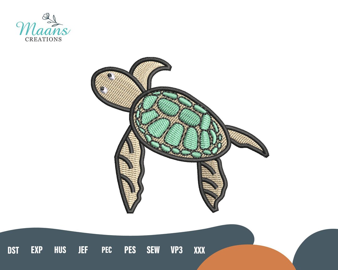 Cute Turtle Machine Embroidery Design, Sea Animal Stitch Pattern ...