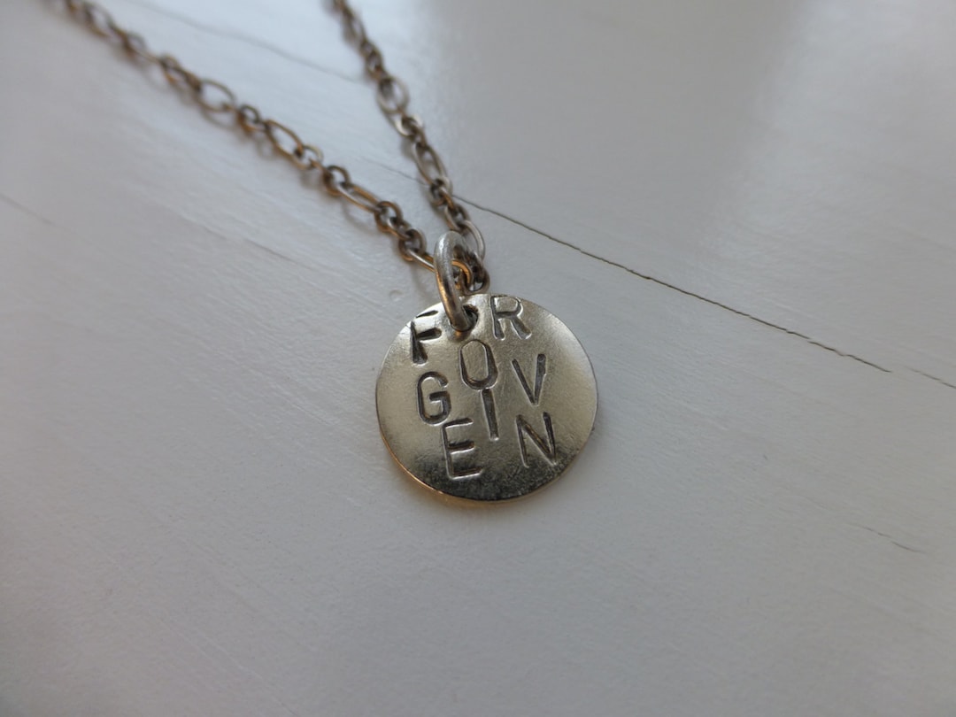 FORGIVEN Necklace, Hand Stamped Metal Necklace, Christian Jewelry ...