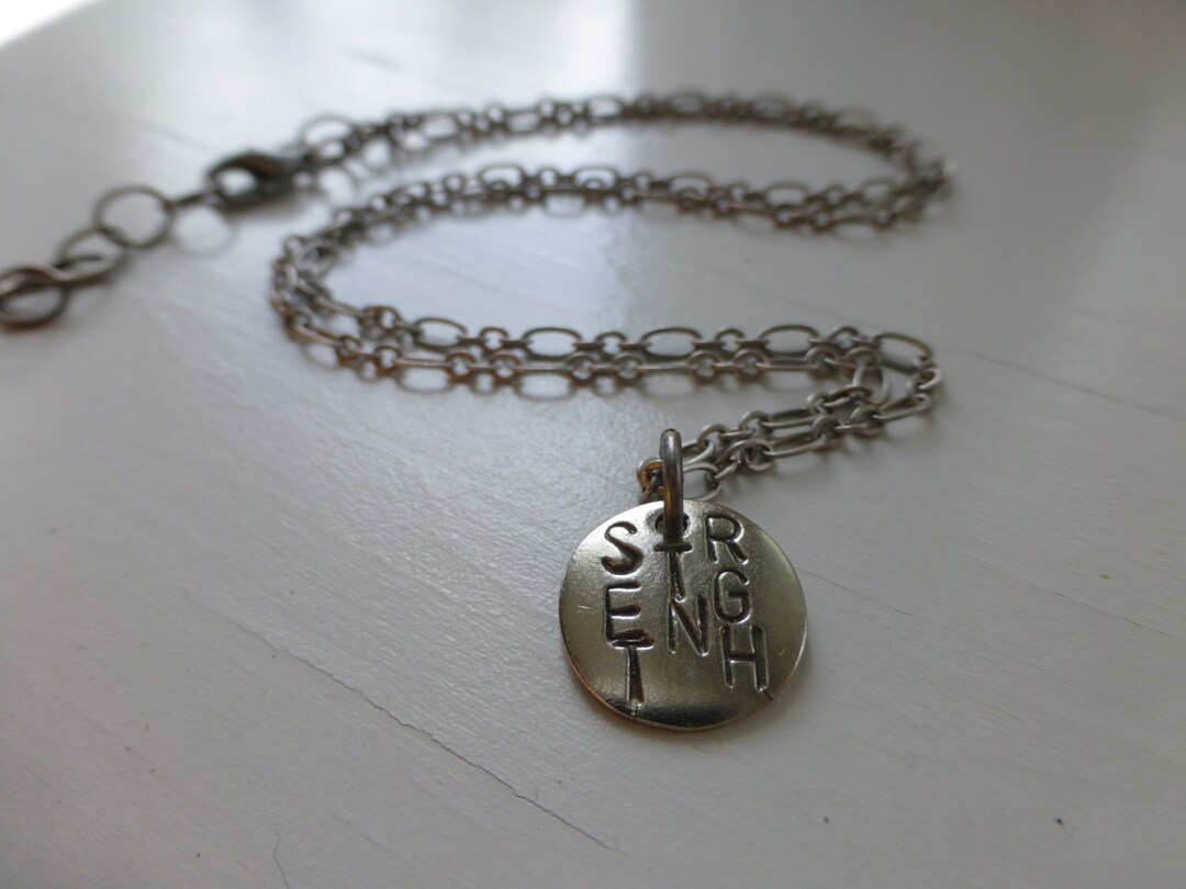 Strength Necklace, Inspirational Hand Stamped Jewelry, Mental Health ...