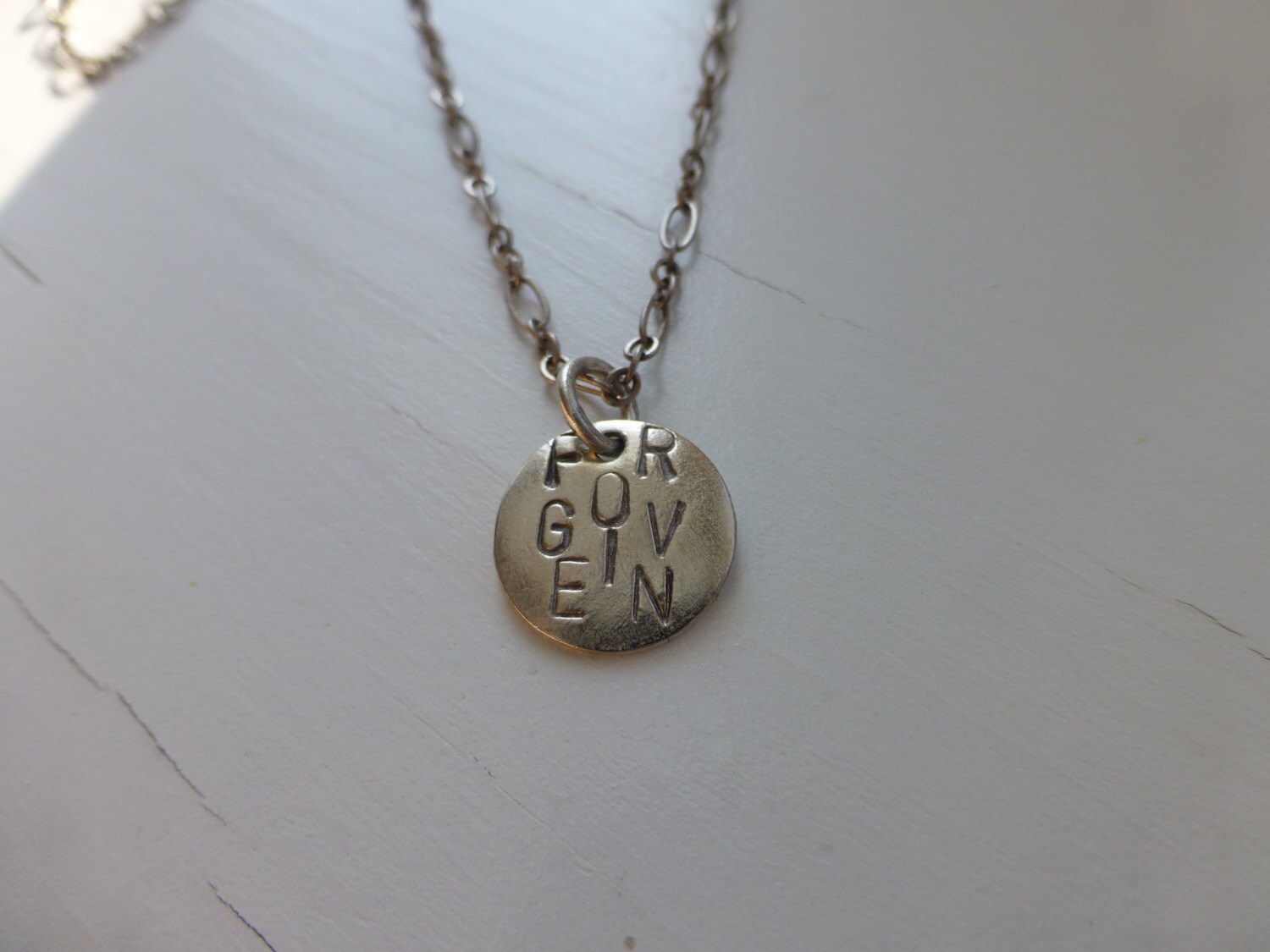 FORGIVEN Necklace Hand Stamped Metal Necklace Christian - Etsy