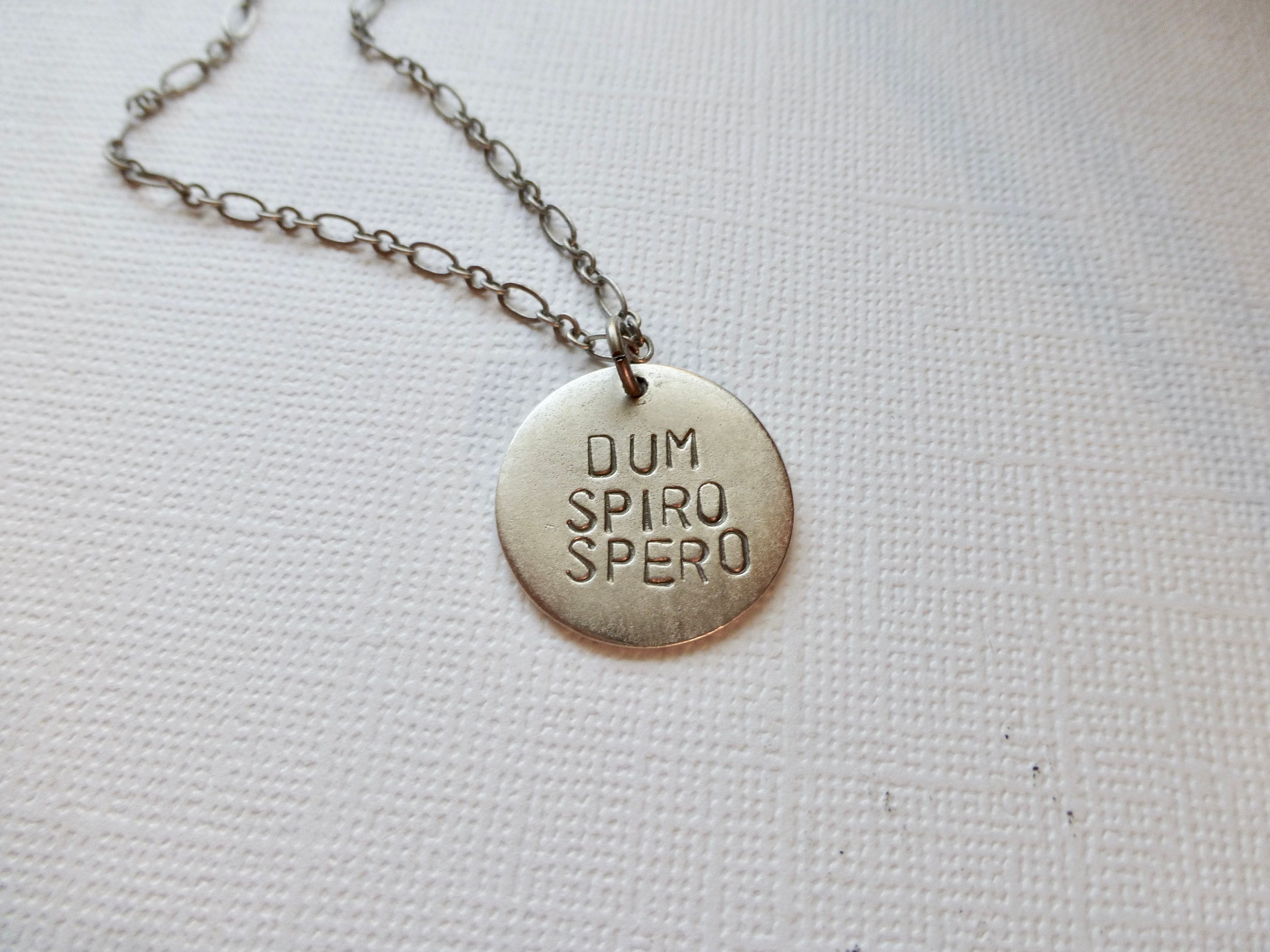 Dum spiro spero necklace hand stamped latin saying meaning | Etsy