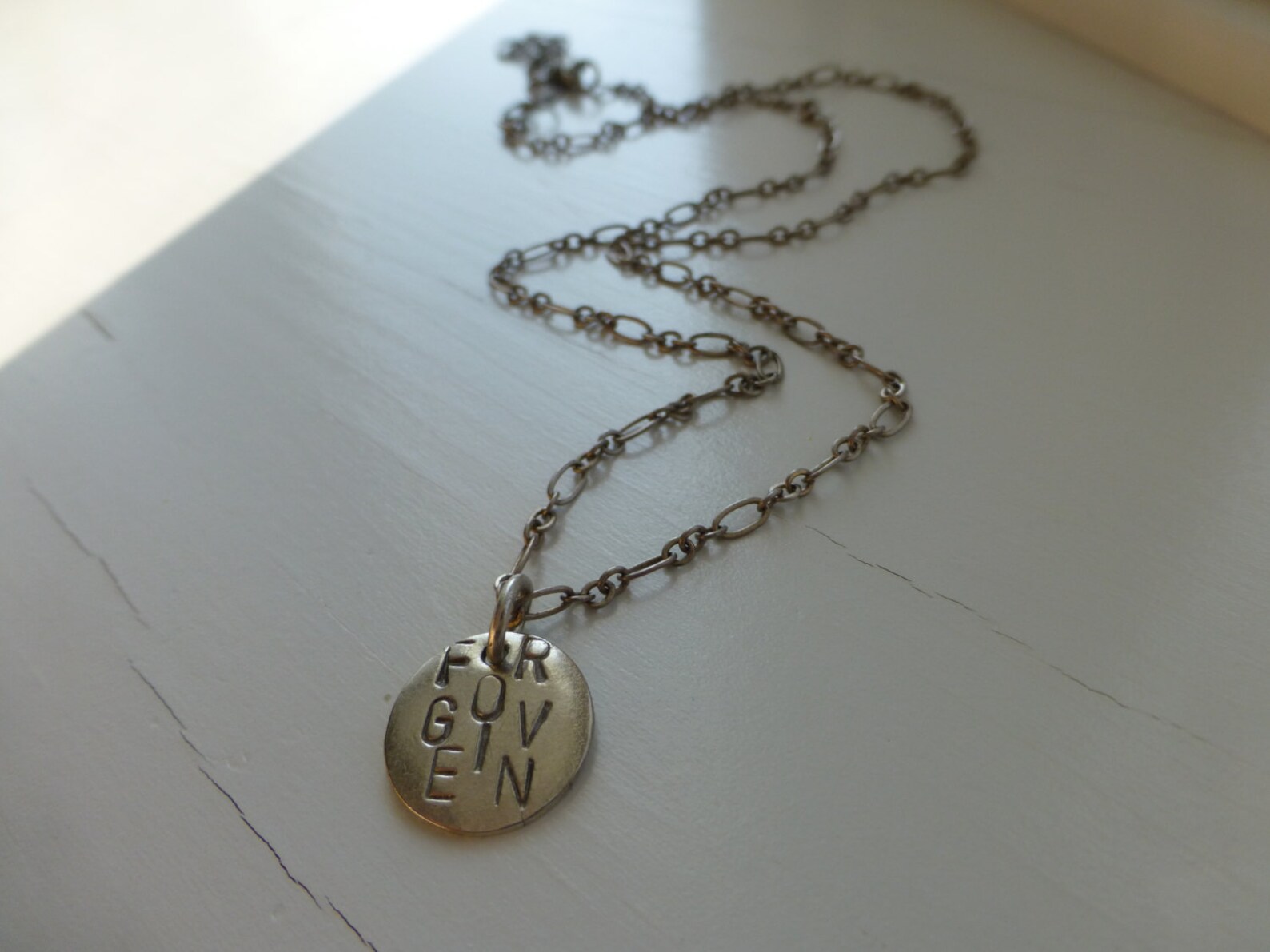 FORGIVEN Necklace Hand Stamped Metal Necklace Christian - Etsy