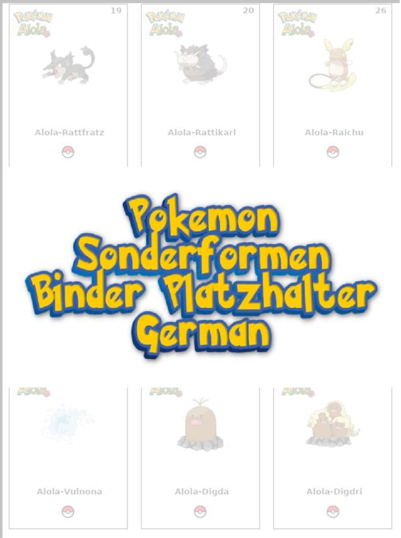 Pokémon Binder Placeholder With Checklist – All Special Forms: Alola ...