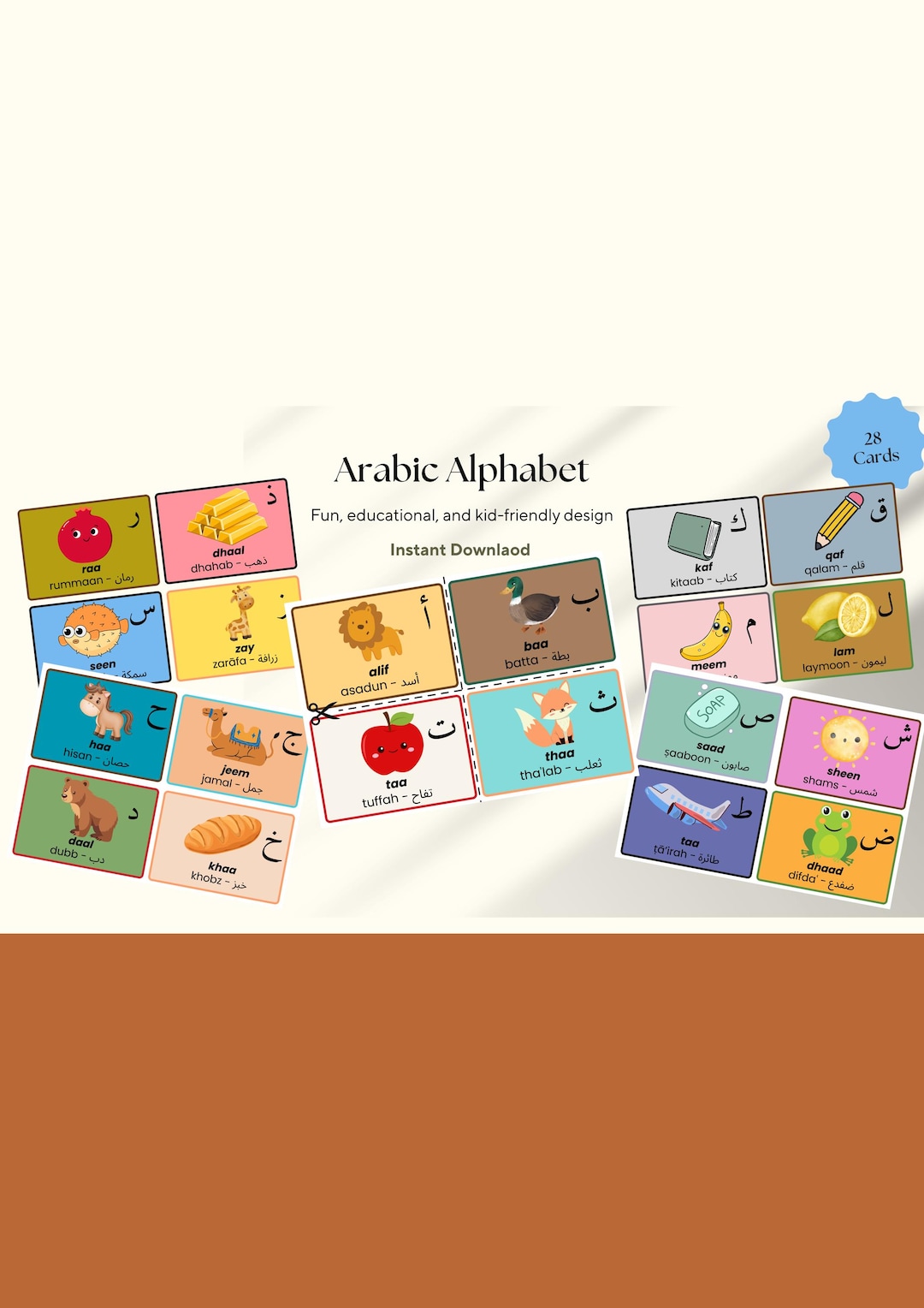 Arabic Alphabet Flashcards for Kids – Printable PDF & PNG – Arabic ...
