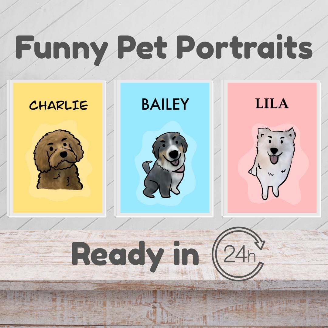 Funny Custom Dog Portrait | Personalized Dog Drawing From Photo ...
