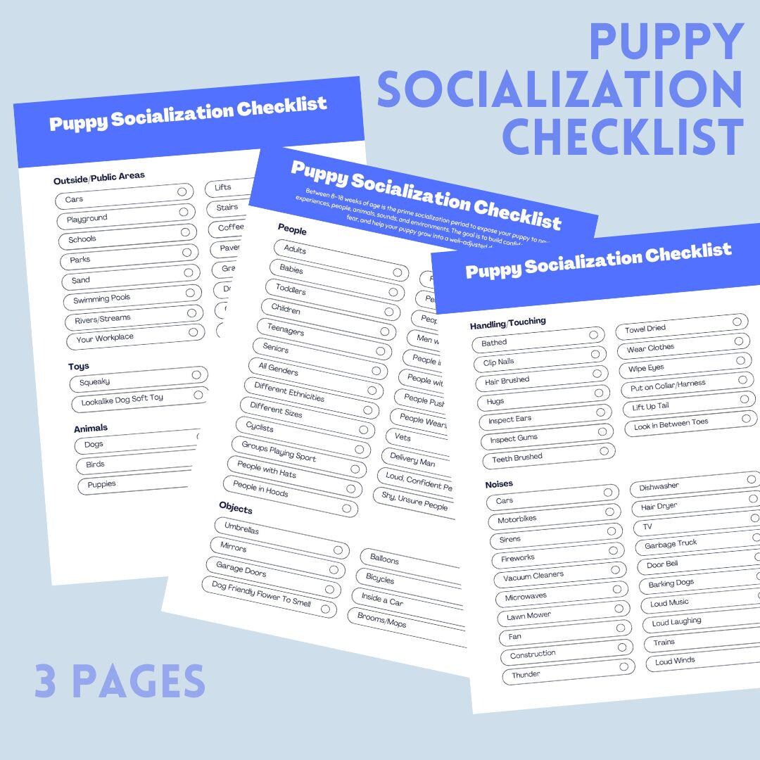 Puppy Socialization Checklist Printable – Puppy Training Guide | Early ...