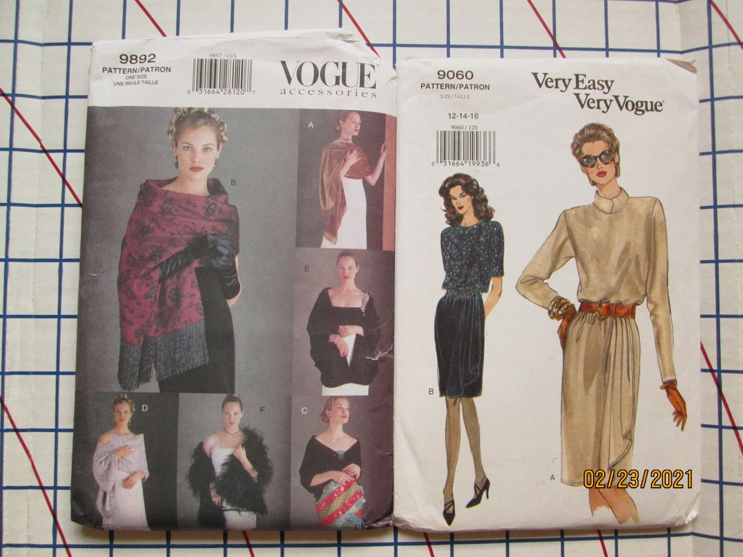 2 Vogue Sewing Patterns, 1 Dress, 1 Shawls, Vogue & Very Easy Vogue - Etsy