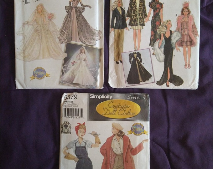 Lot of 3 Simplicity Vintage Sewing Patterns for 15.5 Dolls Incl 5713 ...