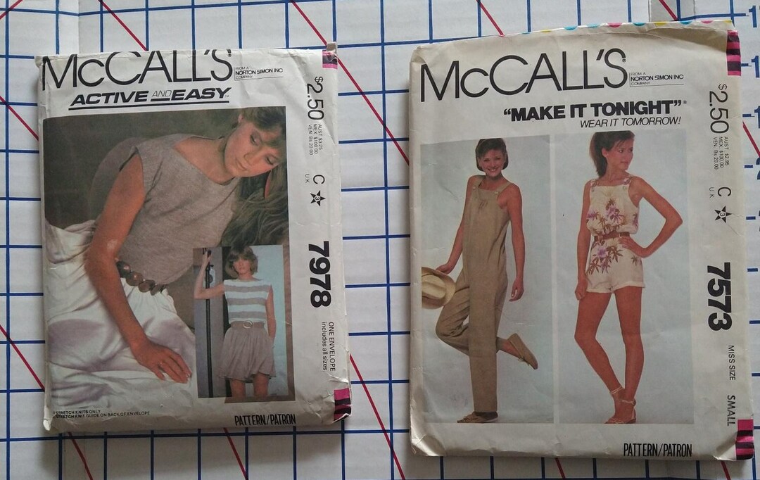 Vintage CUT Mccall's 7978 (petite - Med or 6-8 to 14-16) and 7573 (size ...