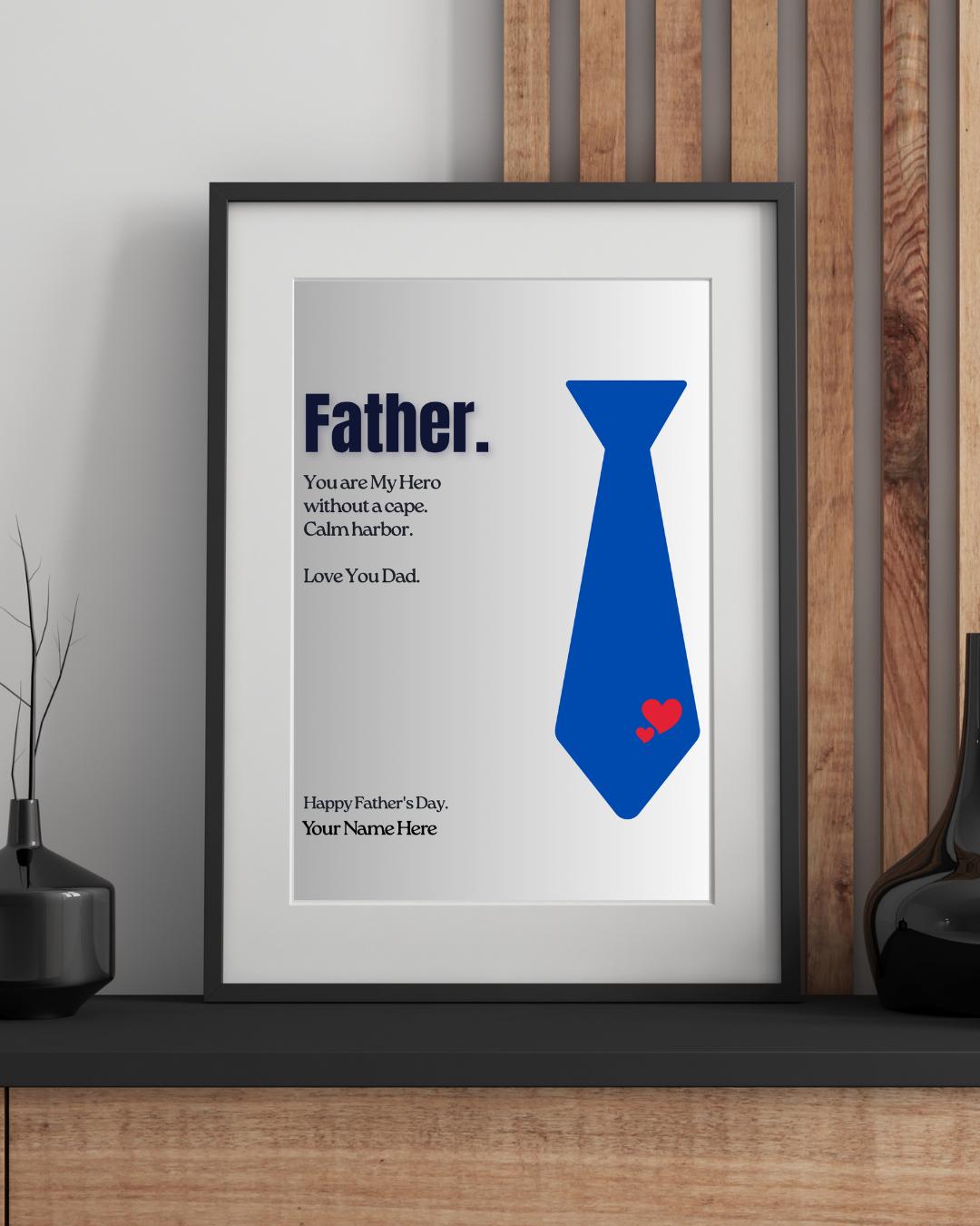 Printable Father's Day Card: Hero Dad, Blue Tie Design (canva Template ...