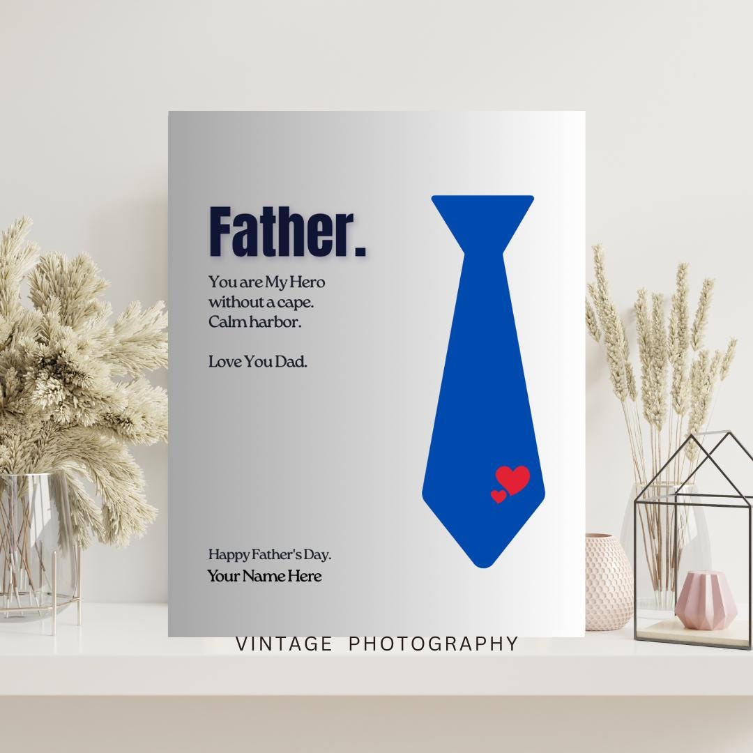 Printable Father's Day Card: Hero Dad, Blue Tie Design (canva Template ...