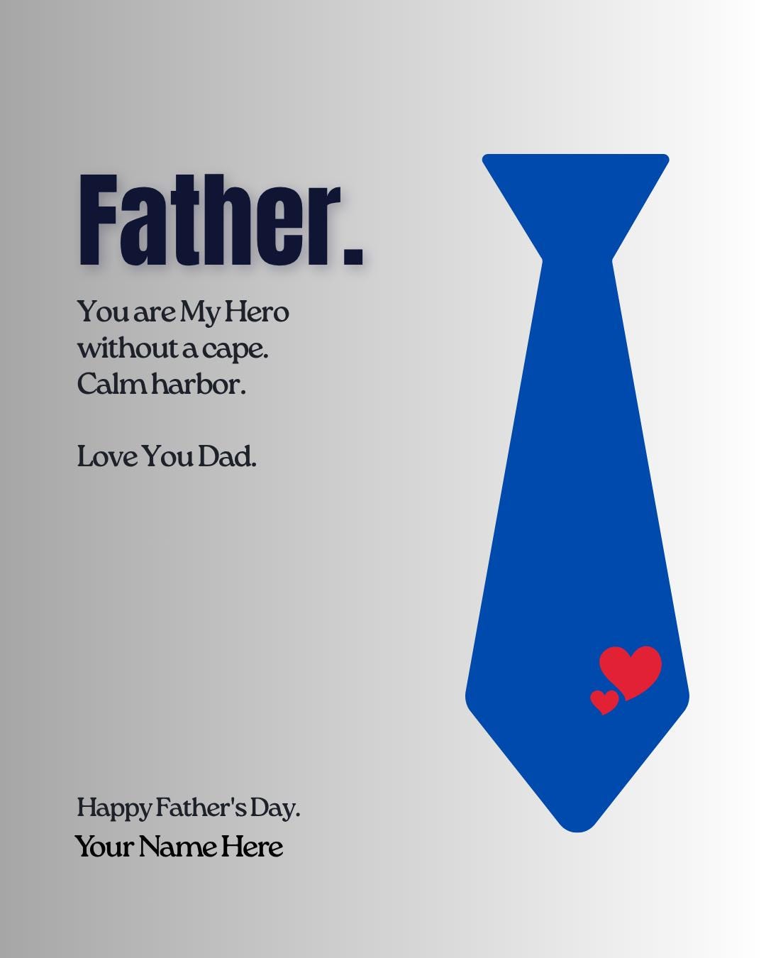 Printable Father's Day Card: Hero Dad, Blue Tie Design (canva Template ...