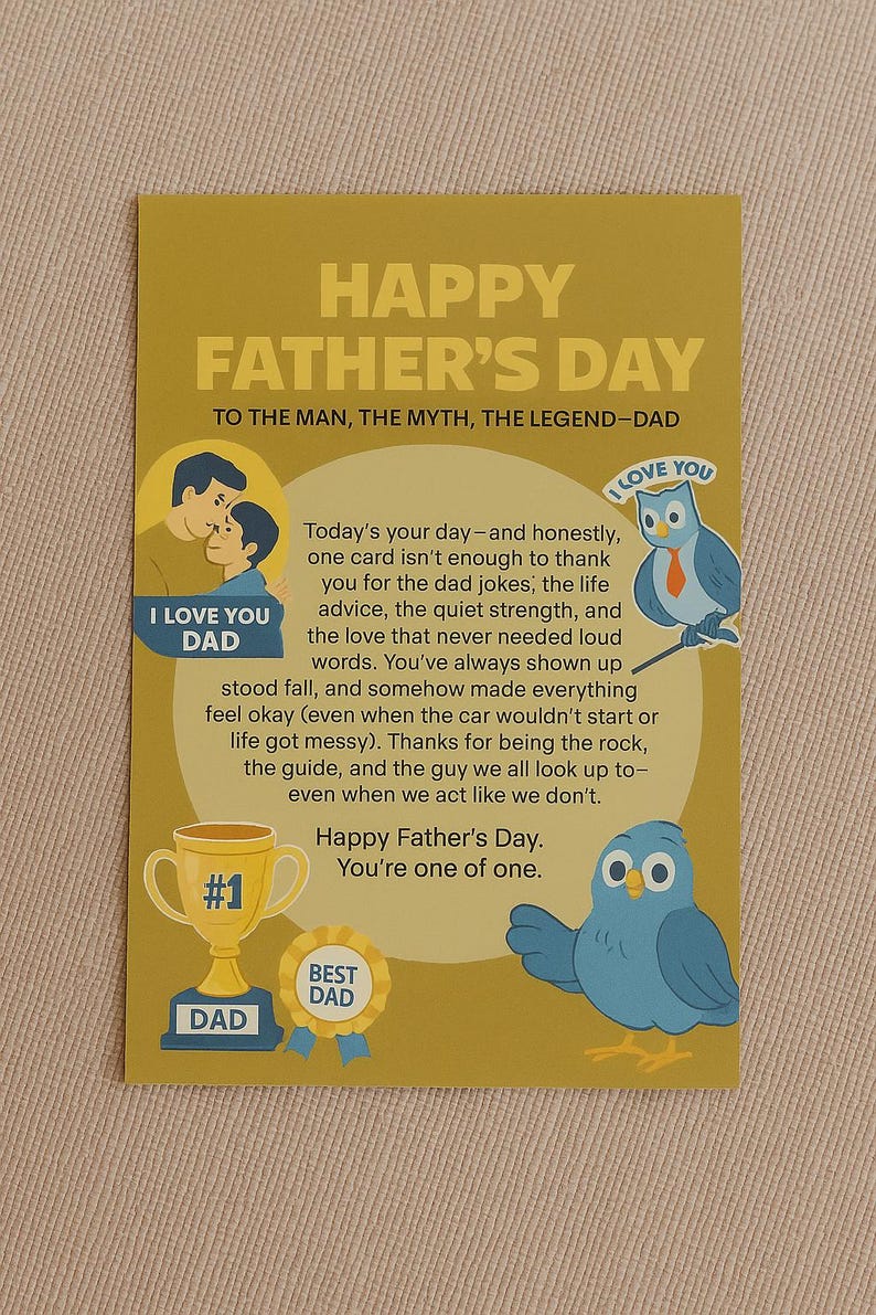 Heartfelt Father's Day Card for Dad | Illustrated Printable Card | I ...
