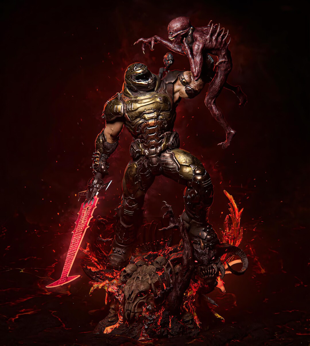 Doom Slayer STL 3D Print File | Hell Warrior Fanart Figurine | Armored ...