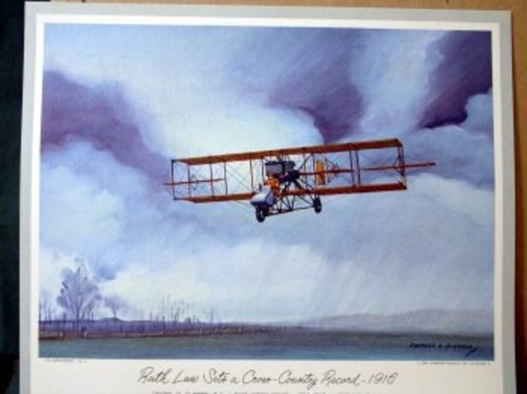 1916 Ruth Law Woman Pilot Barnstormer Aviator Biplane Cross Country ...