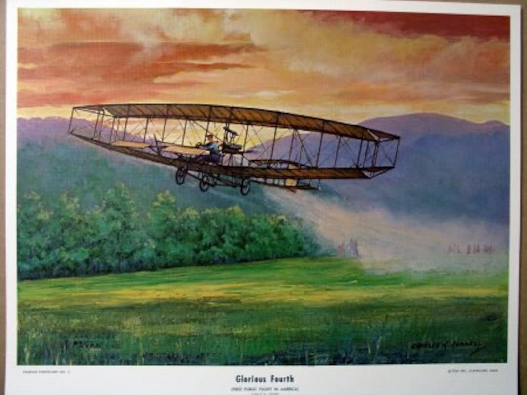 1908 July 4th First American Public Flight June Bug Biplane Pilot Glenn ...