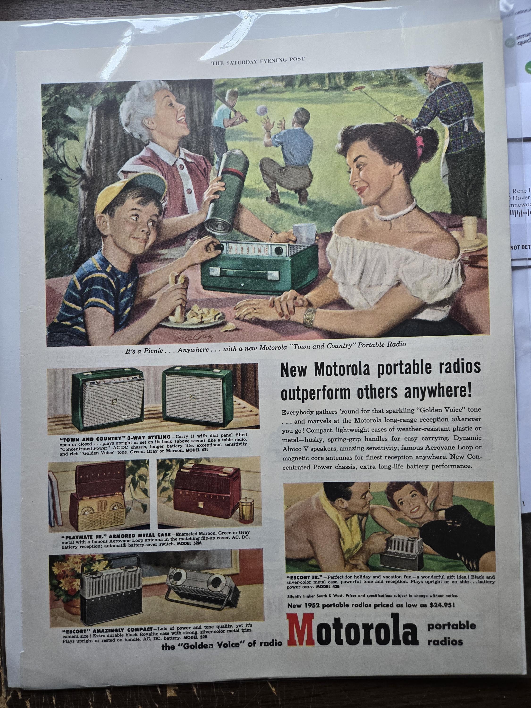 1952 Vintage Ad Motorola Transistor Old Radios Color Ad - Etsy