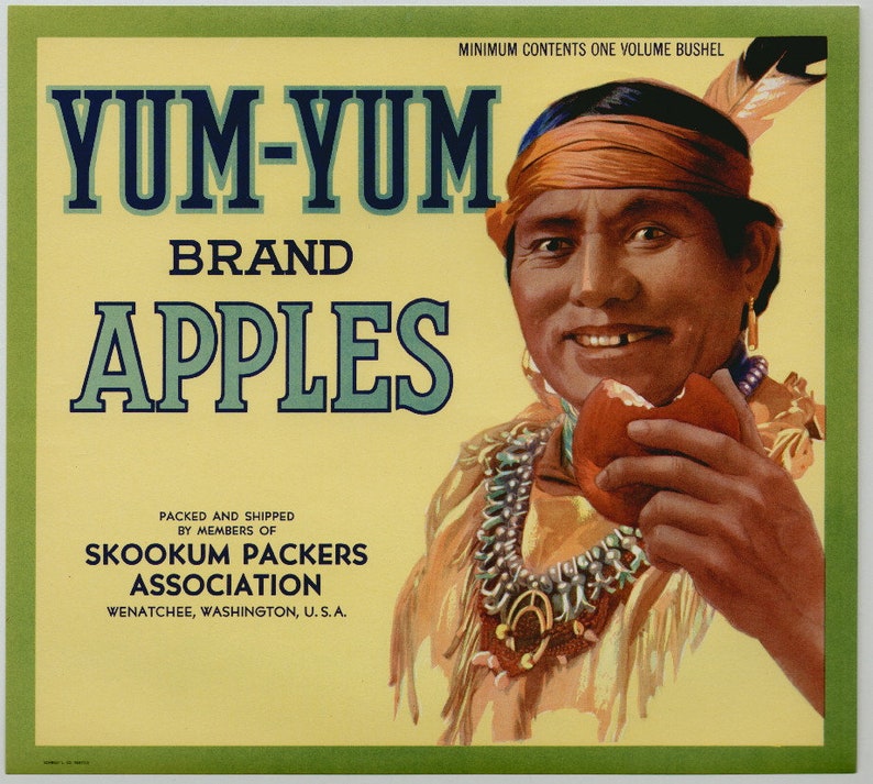 1940s Native American Indian Brave Wenatchee WA Apple Crate Label - Etsy