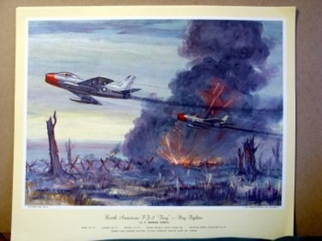 1955 US Marines NA FJ2 Fury Day Fighter Jet 600 Mph North American - Etsy