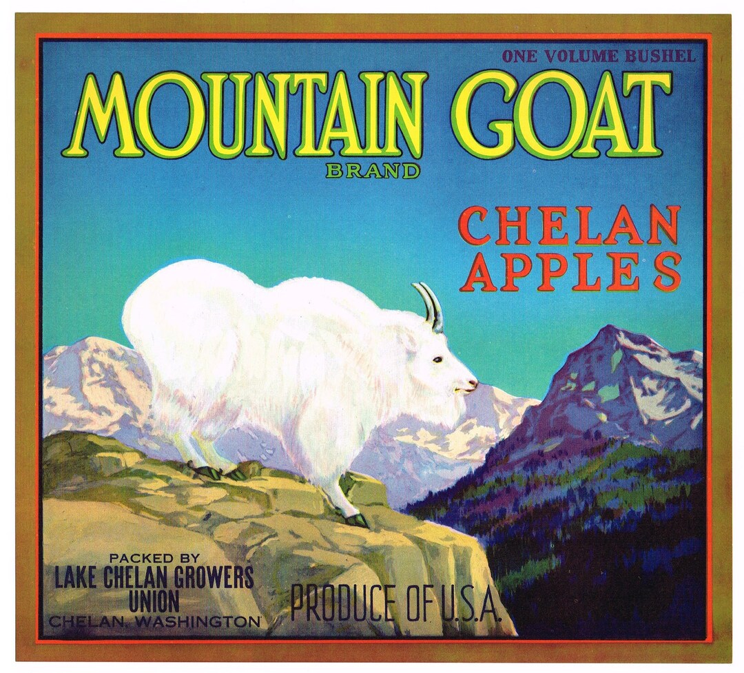 1930s Mountain Goat Lake Chelan Washington Crate Label - Etsy