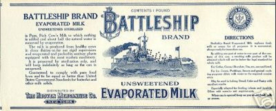 1940s WWII World War II Navy Battleship Vintage Evap Milk Can Label - Etsy