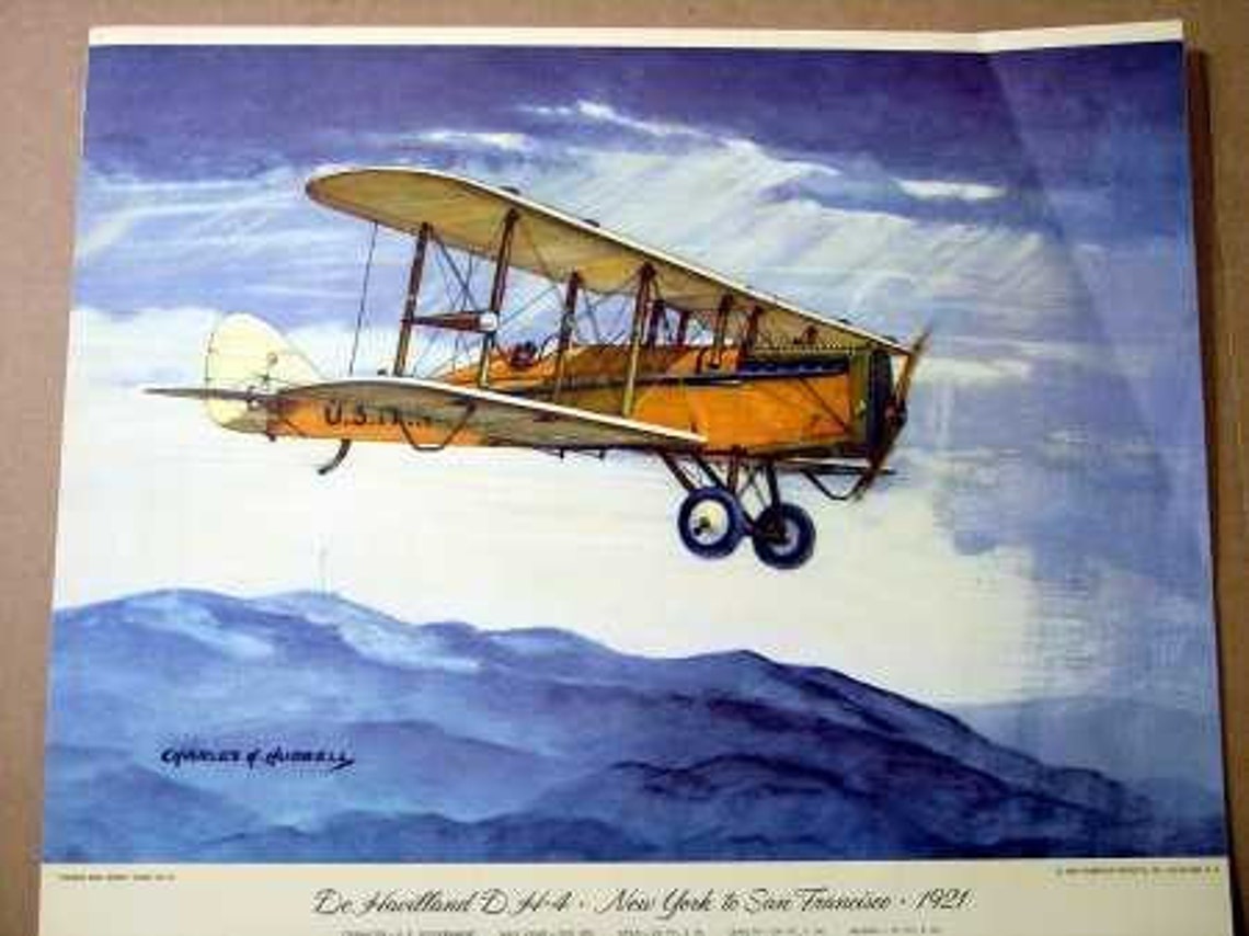 1921 US Air Mail Dehavilland DH-4 Biplane NY San Fran - Etsy