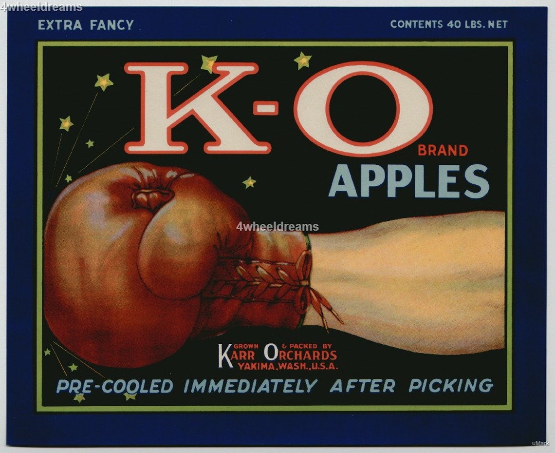 1930s K O Knockout Boxing Vintage Karr Orchards Yakima Apples | Etsy