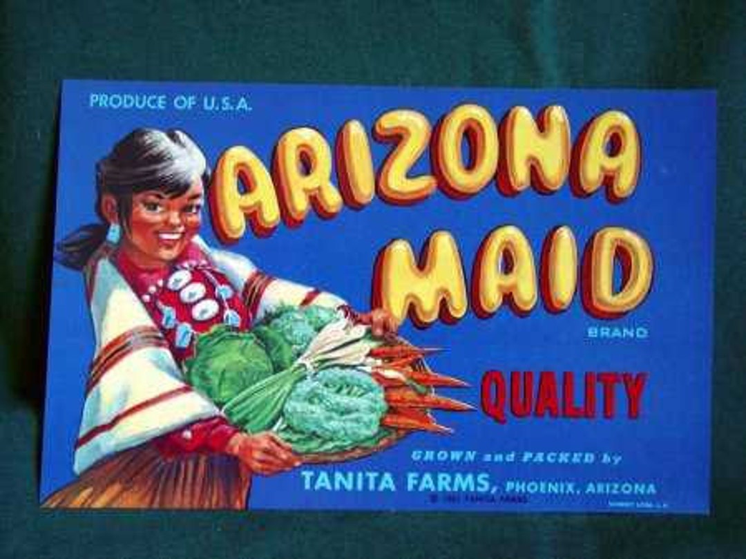 1961 Arizona Indian Girl Maid Phoenix Vintage Veggie Vegetable Scarce ...