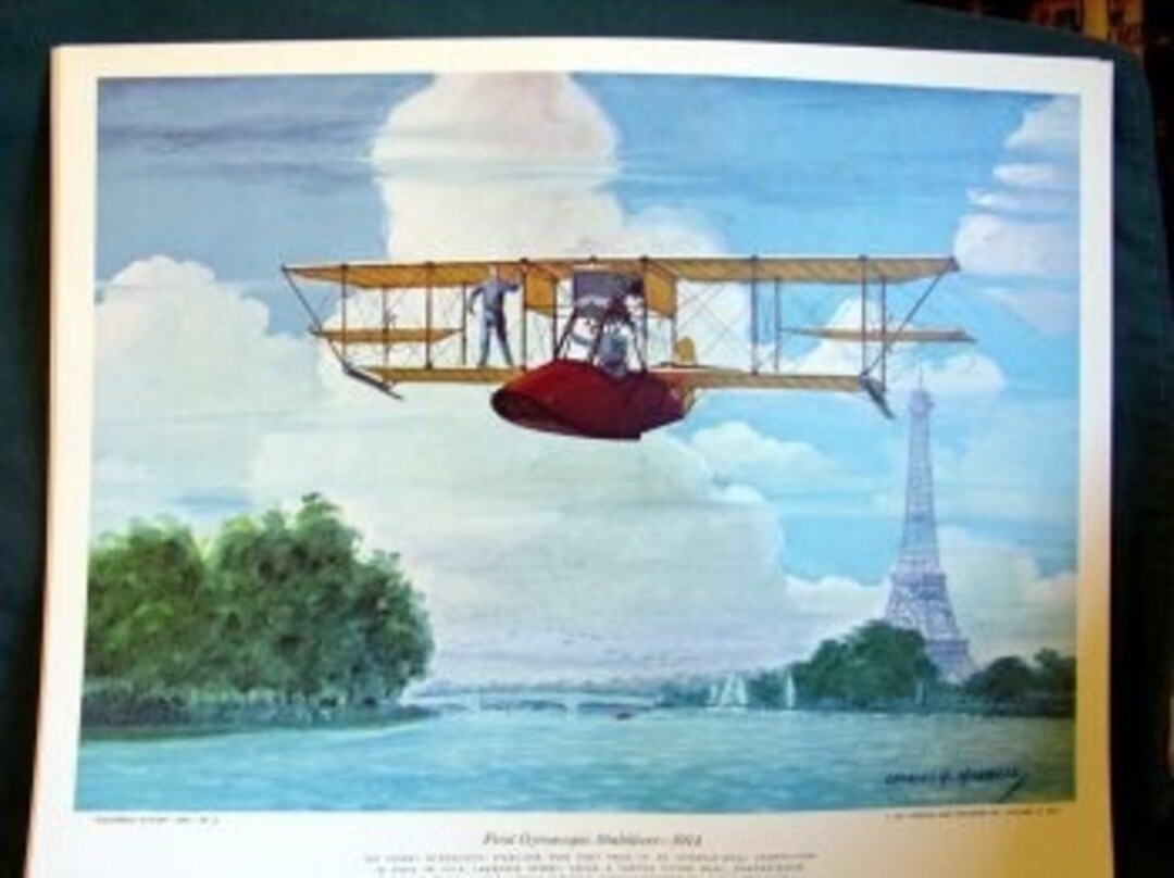 1914 1st Gyroscopic Stabilizer Plane Sperry Curtiss Flying Boat Paris ...