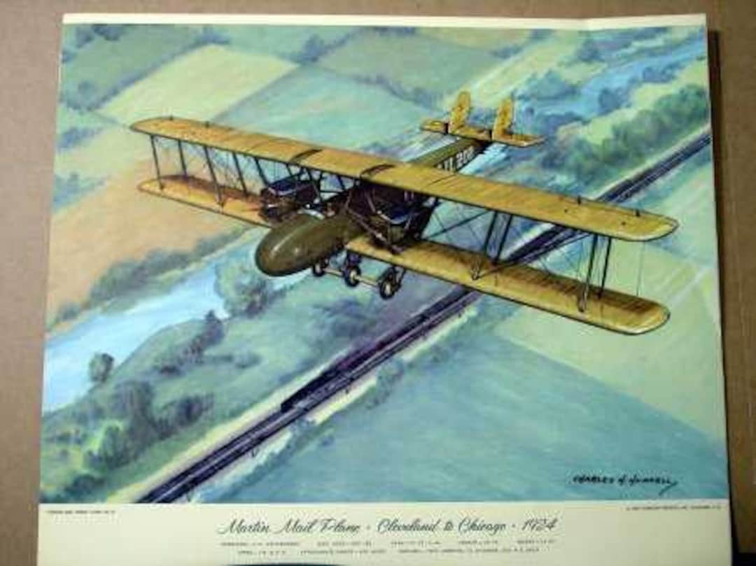 1924 Martin USPS Mail Plane Old Biplane Cleveland to Chicago - Etsy