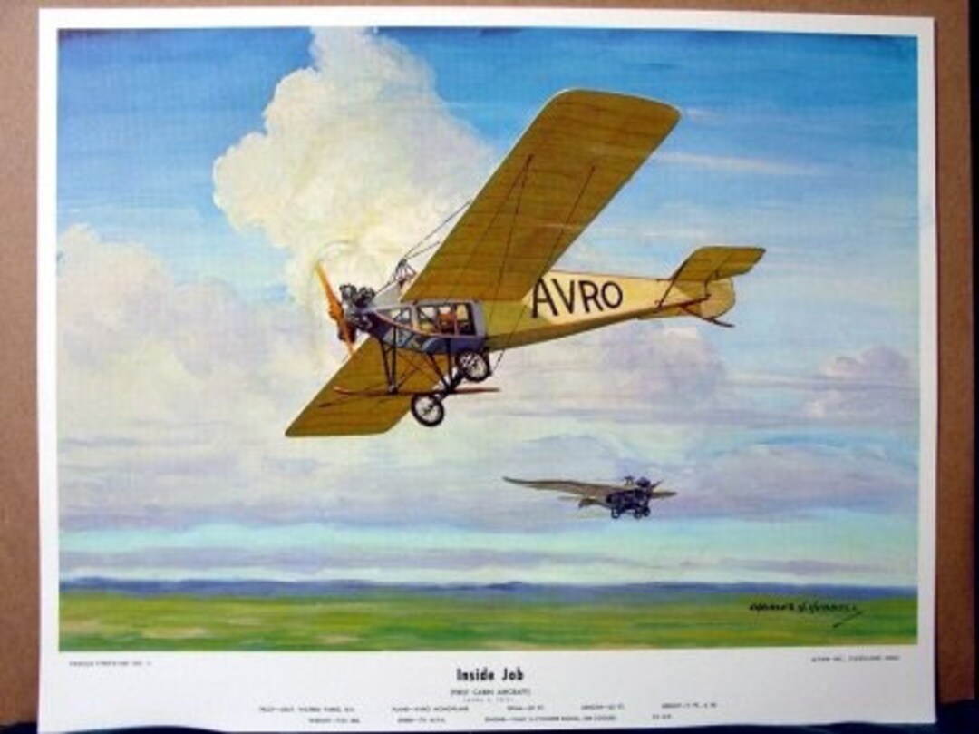 1912 First Cabin Aircraft Avro Monoplane Lt Wilfred Parke RN - Etsy