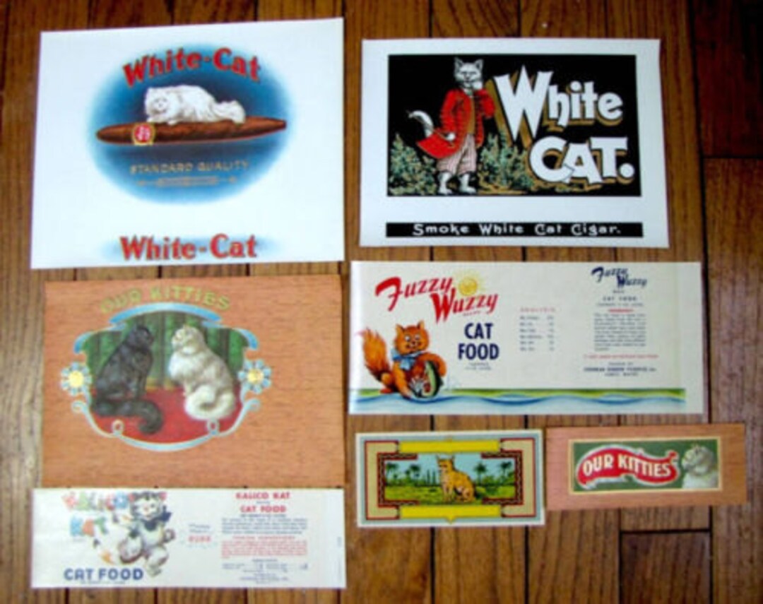 Vintage Cat Labels: 1940s-50s Feline Ephemera Lot Kitty - Etsy