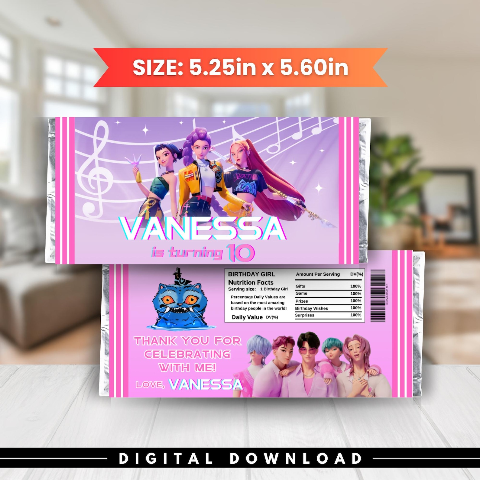 Kpop Demon Hunters Chocolate Bar Wrapper, Kpop Candy Bar Label Template ...