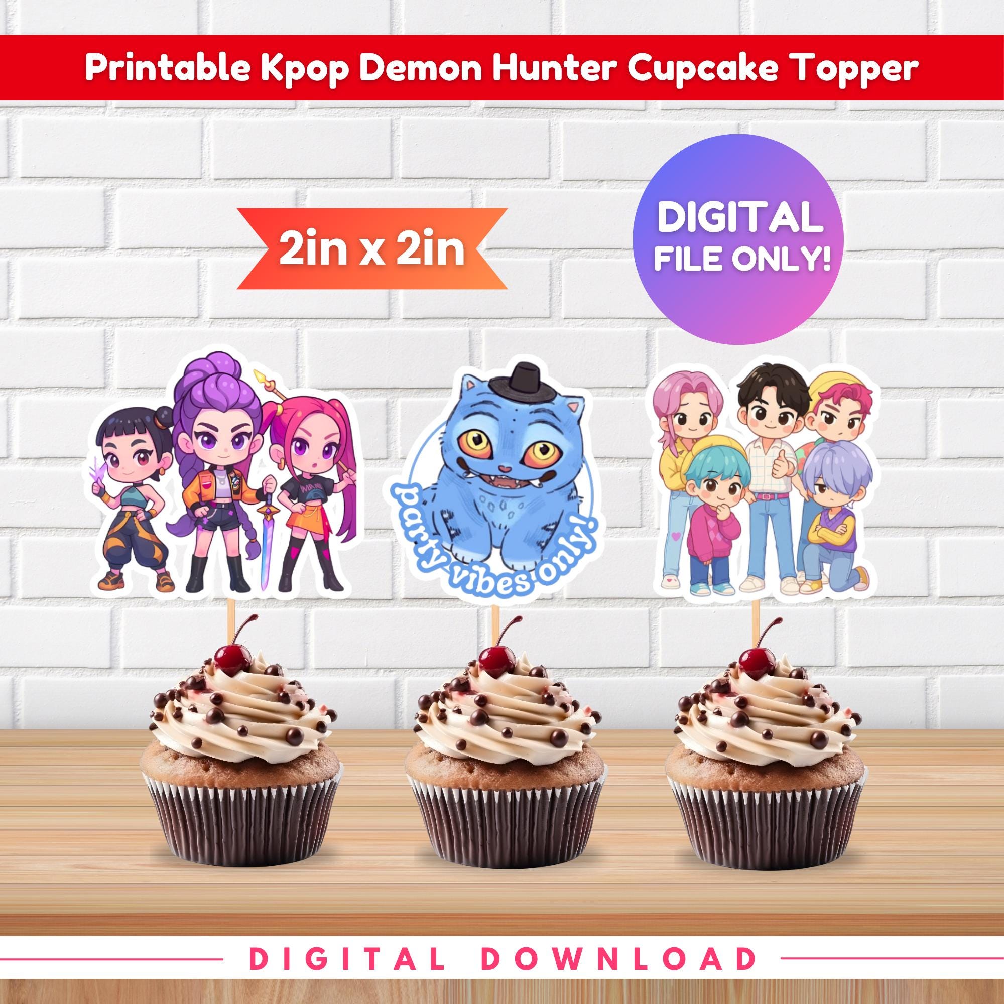 Kpop Demon Hunters Cupcake Toppers, Editable Kpop Cake Topper, Huntrix ...