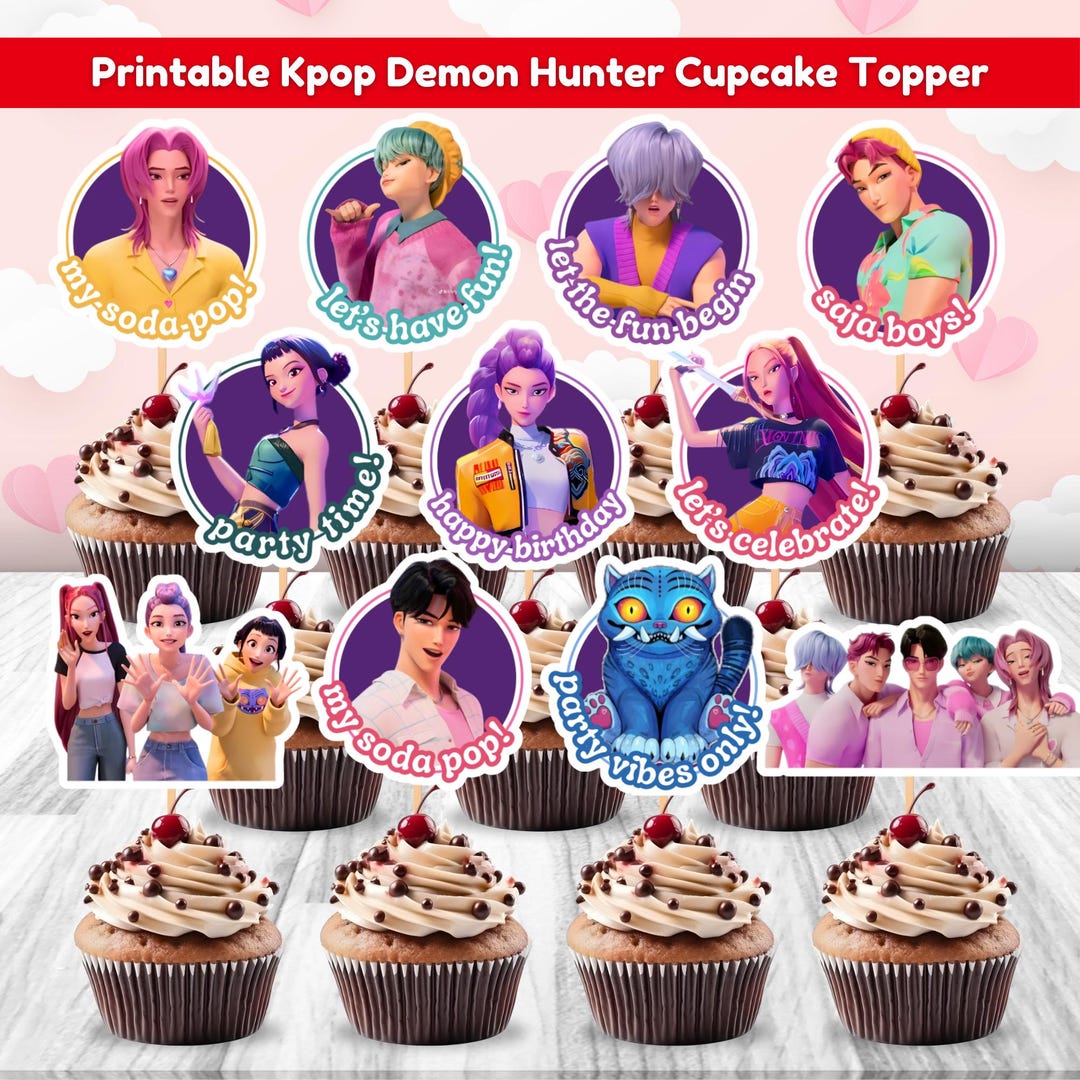 Kpop Demon Hunters Cupcake Toppers, Kpop Demon Hunter Cake Topper, Saja ...