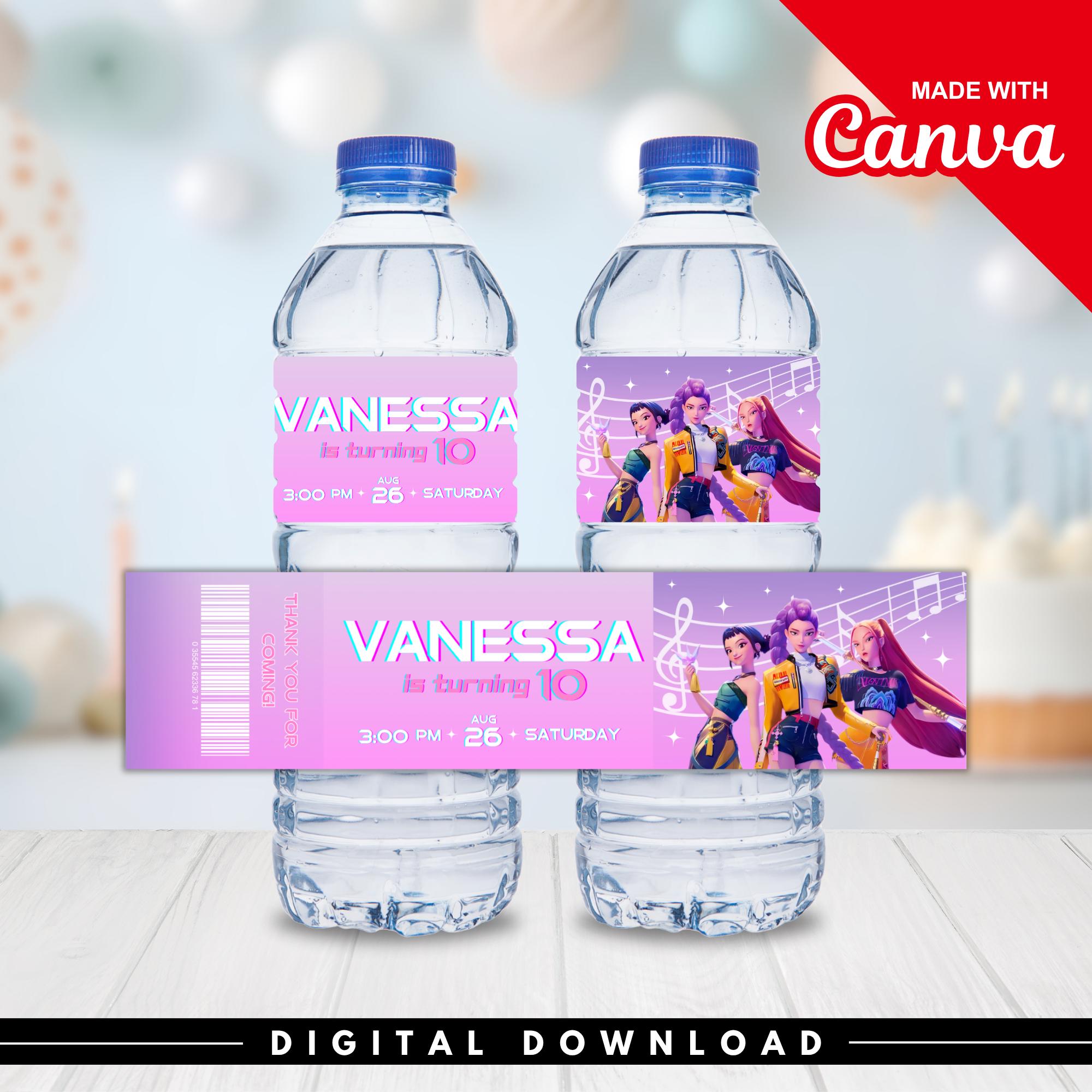 Kpop Demon Hunter Water Bottle Label, Kpop Party Favors Bottle Label ...