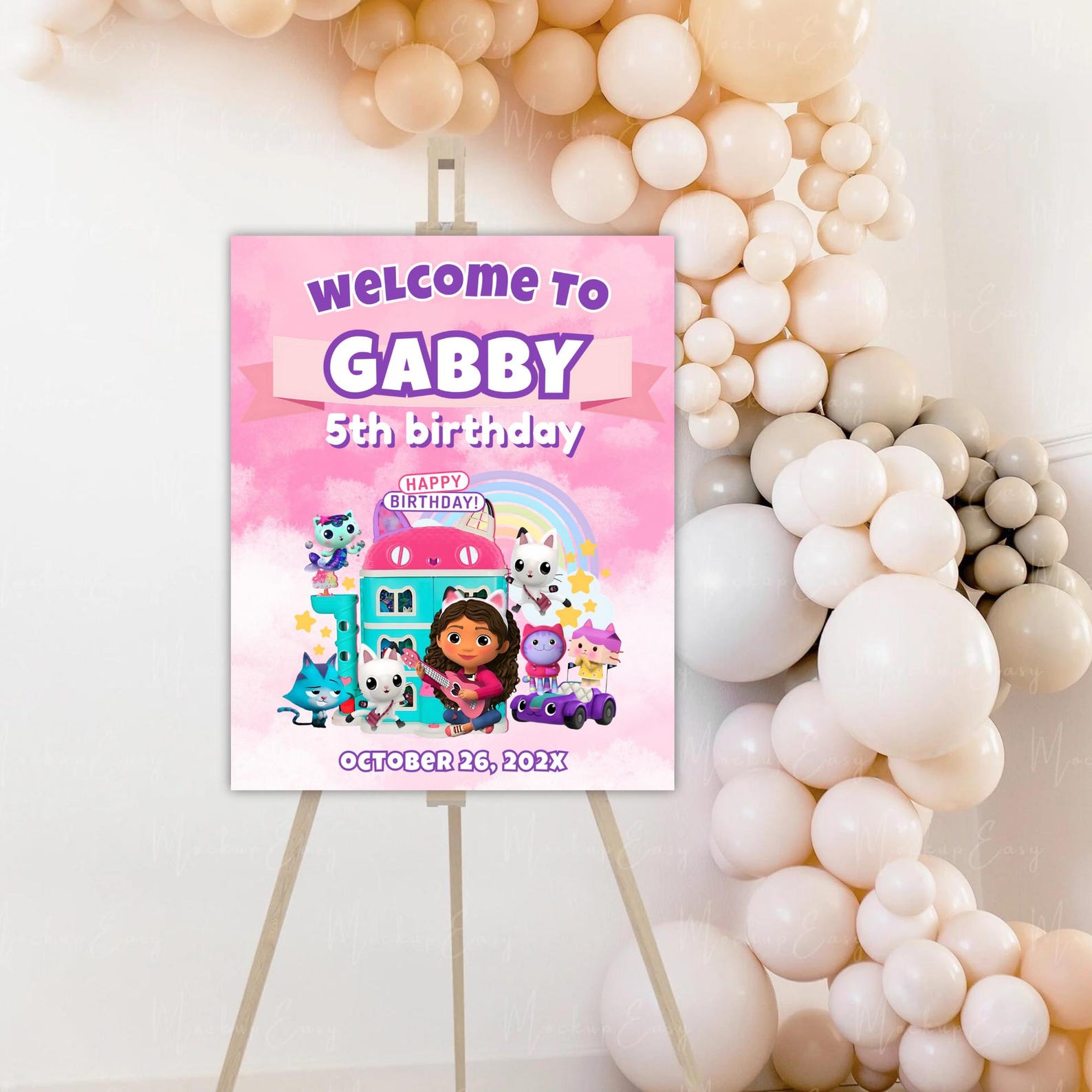 Editable Gabby Doll Birthday Welcome Sign Template, Dollhouse Welcome ...
