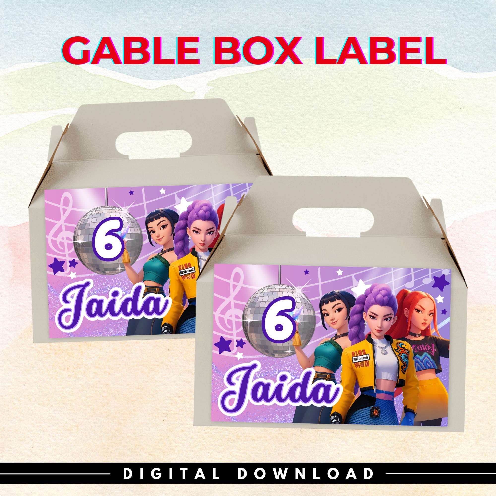 Kpop Demon Hunter Gable Box Label, Huntrix Favor Bag Label, Demon ...
