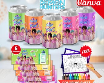 Kpop Demon Hunters Soda Can Labels, Saja Boys Birthday Party Soda Pop ...