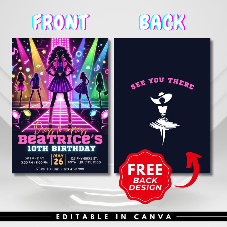 Fashion Show Birthday Party Invitation, Dress to Impress, Personalized ...